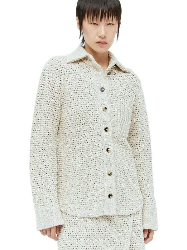 Bottega Veneta Textured Knit Shirt - Cream