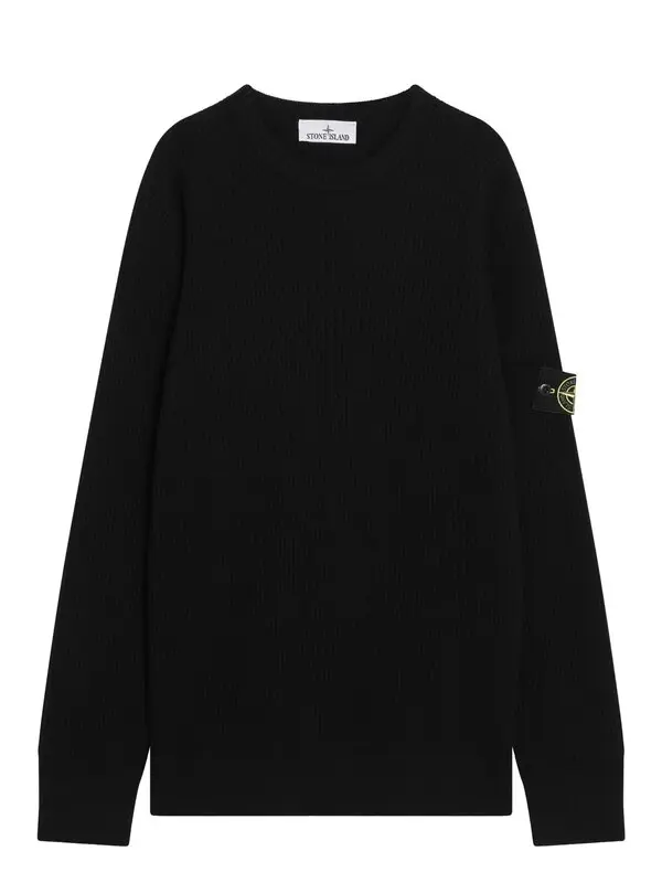 Stone Island Ribbed Crew-neck Sweater - Black