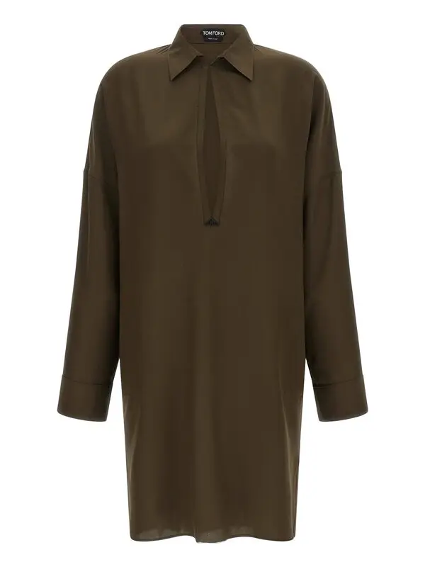 TOM FORD Silk Crêpe De Chine Tunic Dress - Green