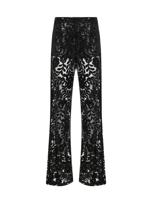 GOLDEN GOOSE Black Sequin-embroidered Tulle Journey Trousers - Multicolor