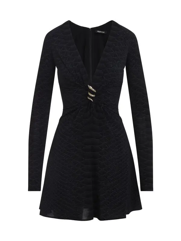 Roberto Cavalli Serpentine Mini Dress - Black