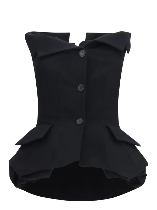 Magda Butrym Cotton Bustier Corset Top - Black