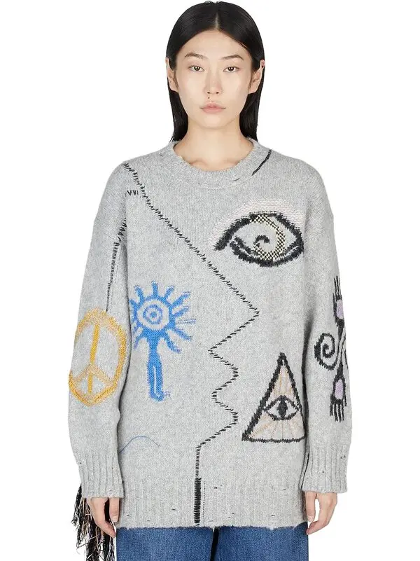 Stella McCartney Folklore Embroidery Sweater - Gray