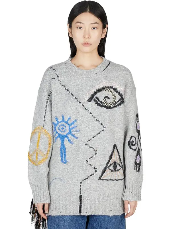 Stella McCartney Folklore Embroidery Sweater - Gray