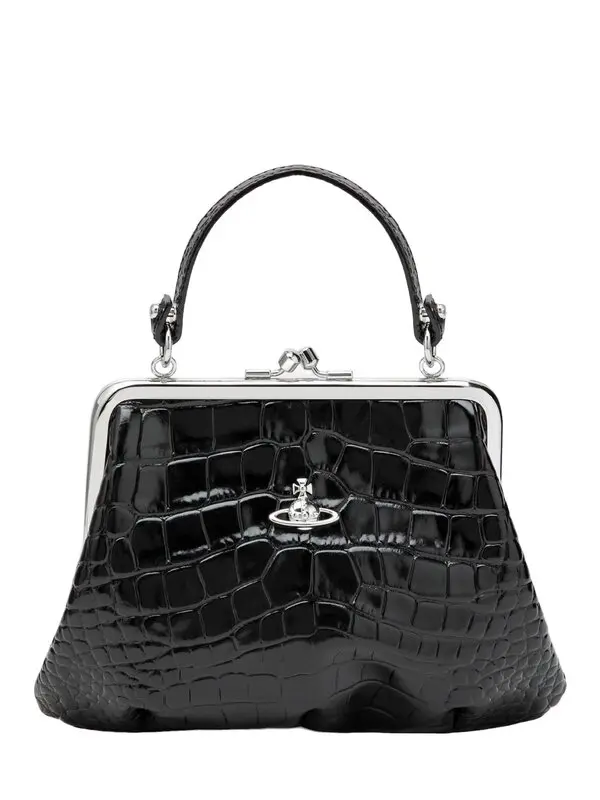 VIVIENNE WESTWOOD Granny Frame Purse In Croc-embossed Leather - Black