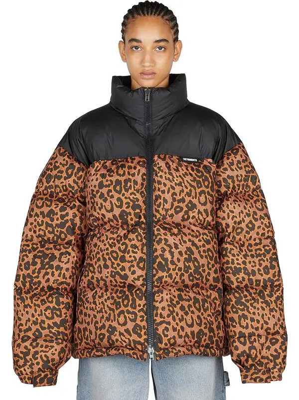 Vetements Leopard Print Puffer Jacket - Brown