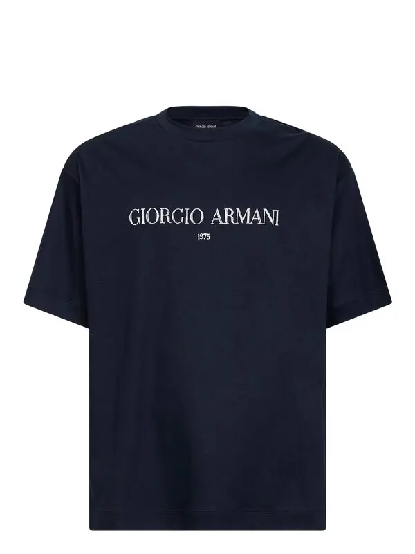 Giorgio Armani Navy Blue Cotton Interlock Jersey T-shirt - Multicolor