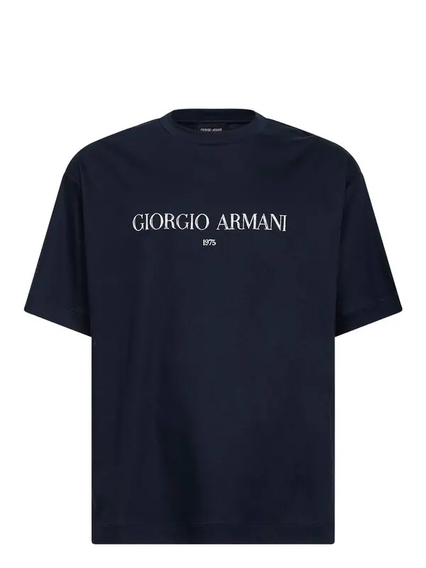 Giorgio Armani Navy Blue Cotton Interlock Jersey T-shirt - Multicolor