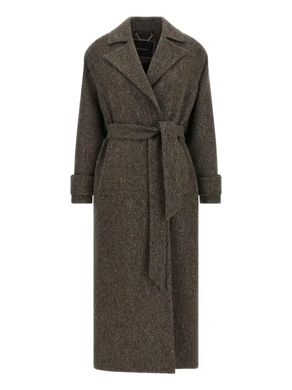 Kiton Chevron Wool Coat - Brown