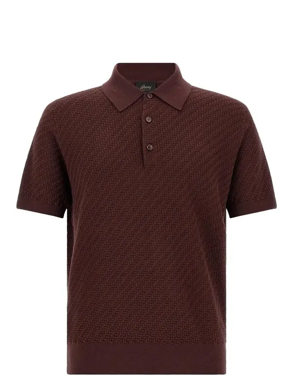 Brioni Trama' Weaving Polo - Purple