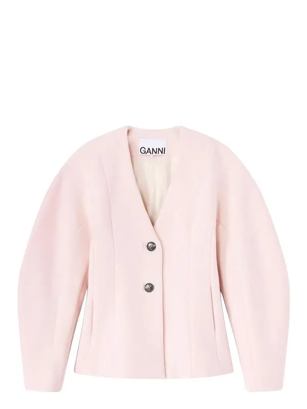 GANNI V-neck Blazer - Pink