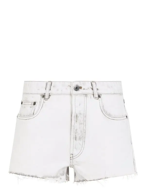Miu Miu Bleached Cotton Denim Shorts - White