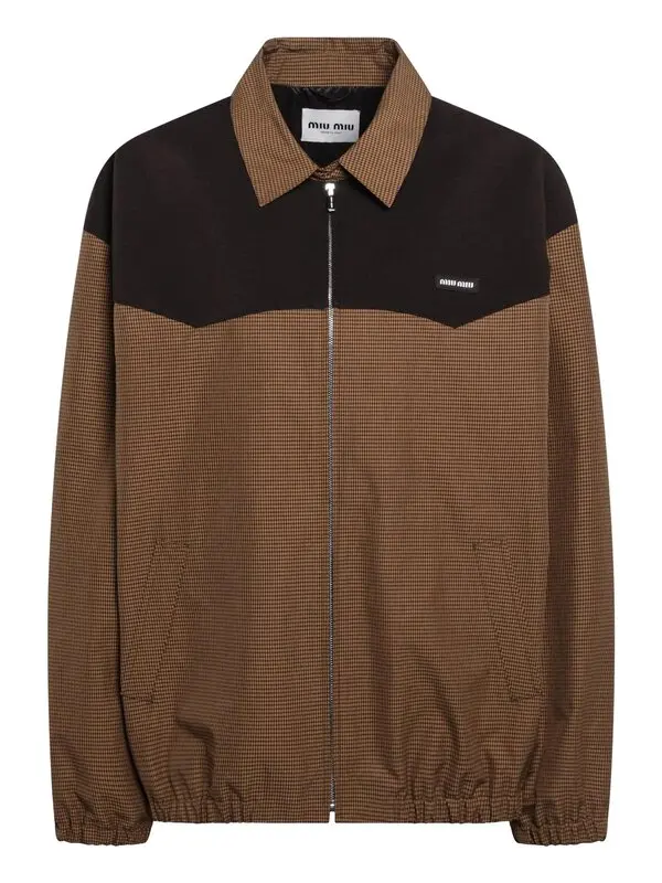 Miu Miu Oversized Vichy Check Blouson In Caramel - Brown