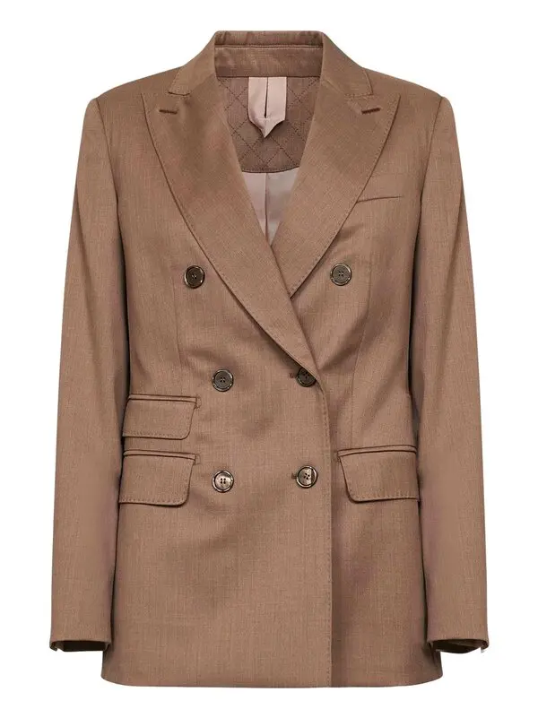 Max Mara Hazelnut Twill Mxmcupola Double-breasted Blazer - Multicolor