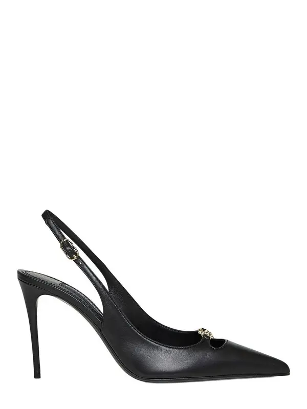 Dolce & Gabbana Black Silky Nappa Leather Lollo Slingback Pumps - Multicolor