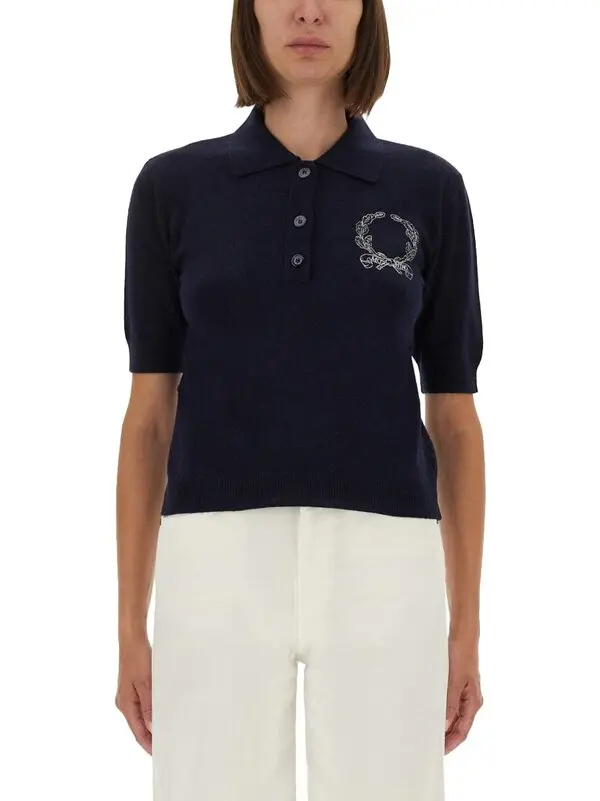 Moschino Embroidered Logo Polo Shirt - Blue