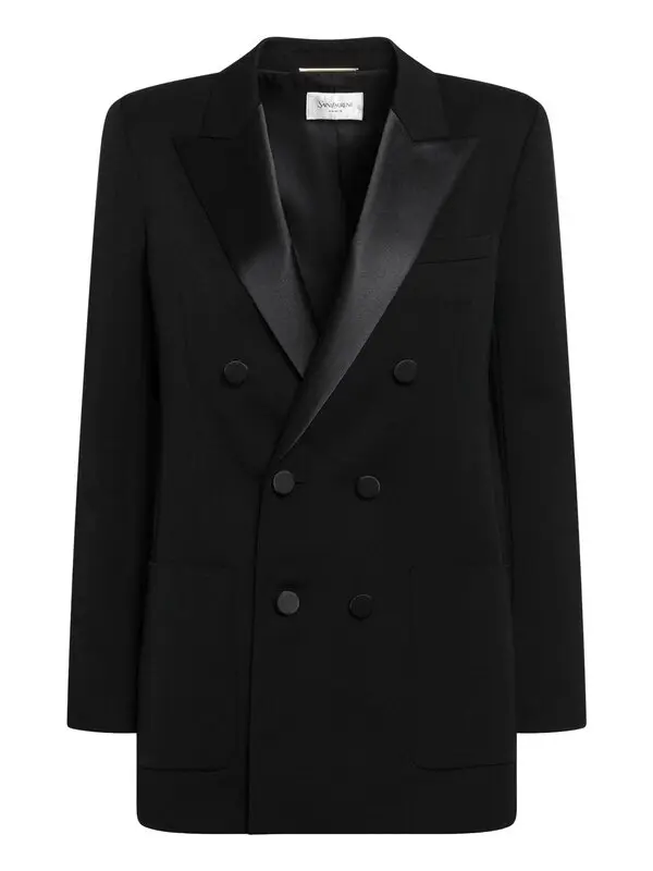 Saint Laurent Double-breasted Wool Blazer - Black