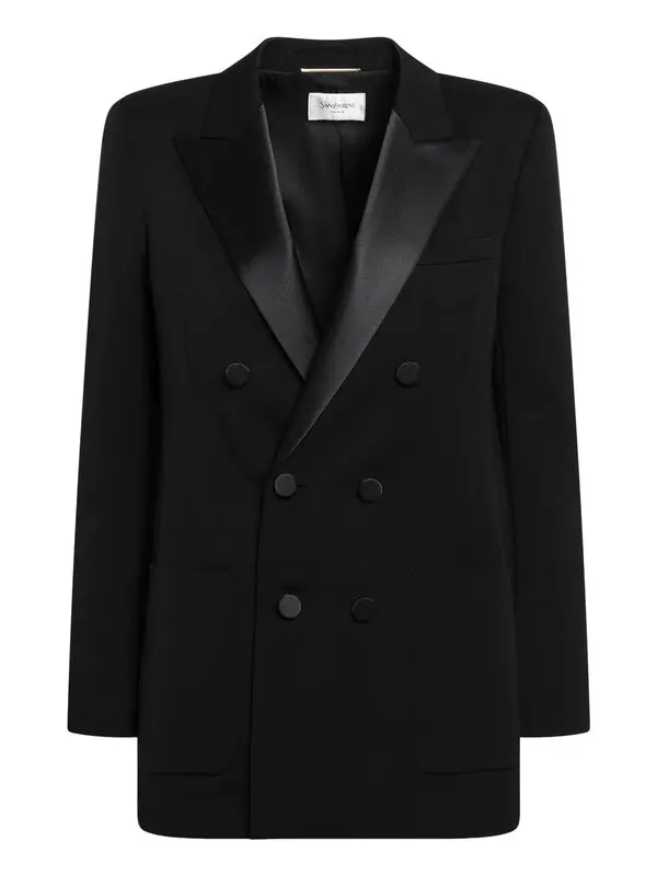 Saint Laurent Wool Double-breasted Blazer - Black