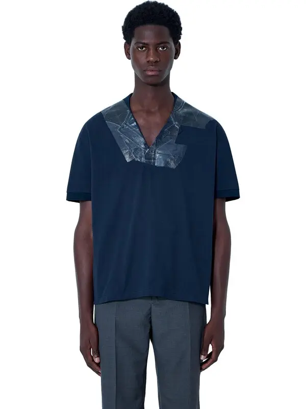 MAISON MARGIELA V-neck Panel T-shirt - Blue