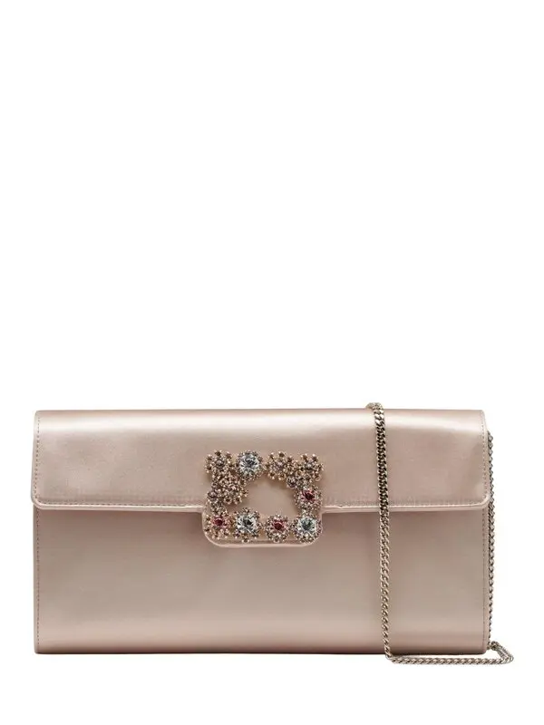 ROGER VIVIER Satin Clutch Bag With Buckle - Pink