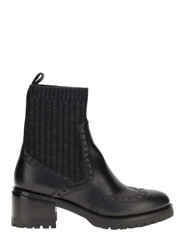 Santoni Ferret Leather Boots - Black