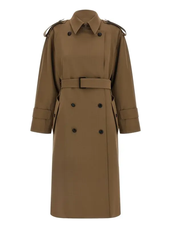 Max Mara Wool Gabardine Trench Coat - Brown