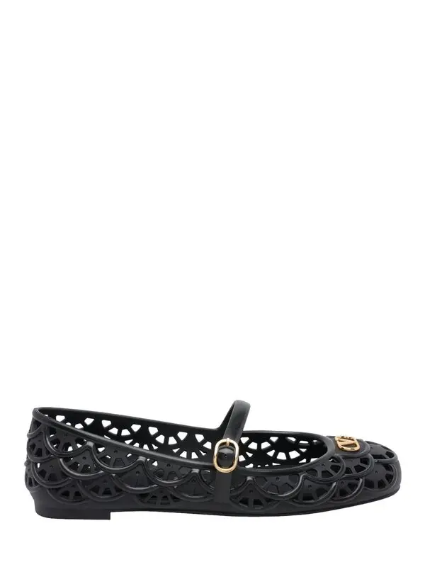 Valentino Garavani Scallops Motif Ondette Flats - Black