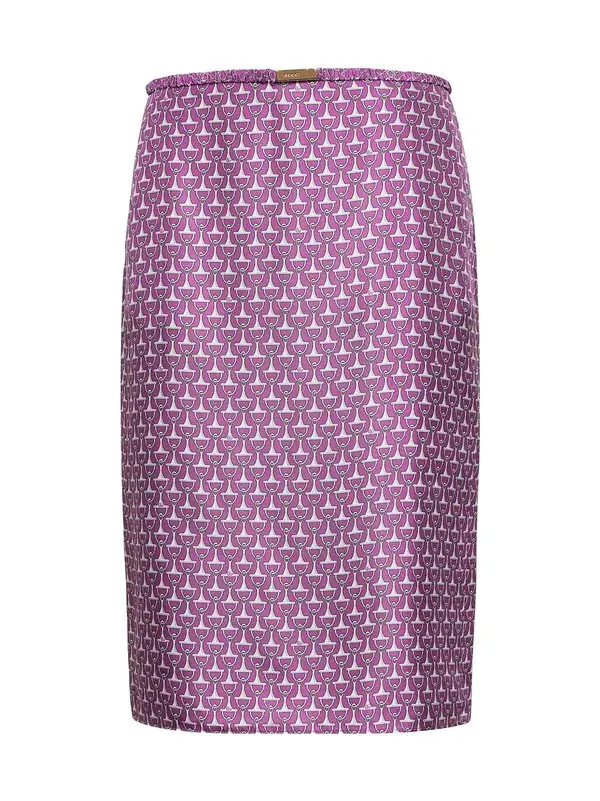 Gucci Violet Printed Silk Twill Midi Skirt - Multicolor