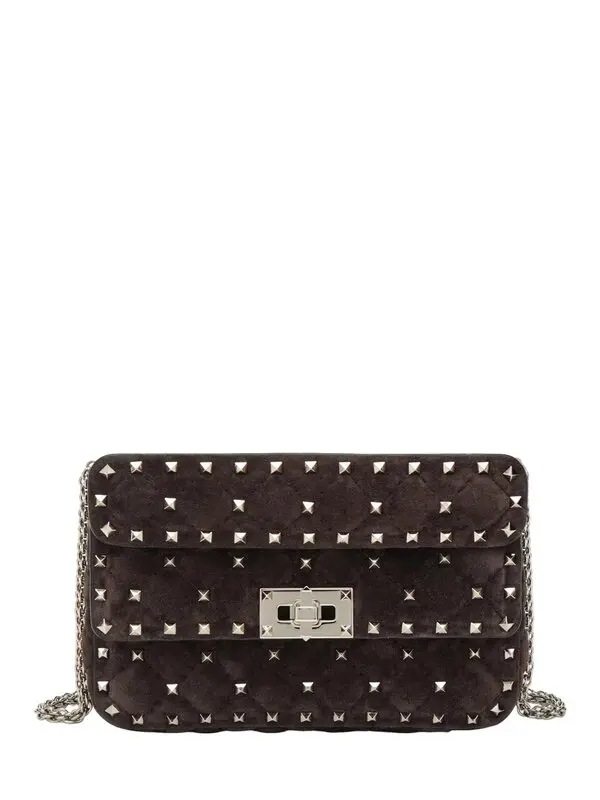Valentino Garavani Rockstud Spike Suede Bag - Brown