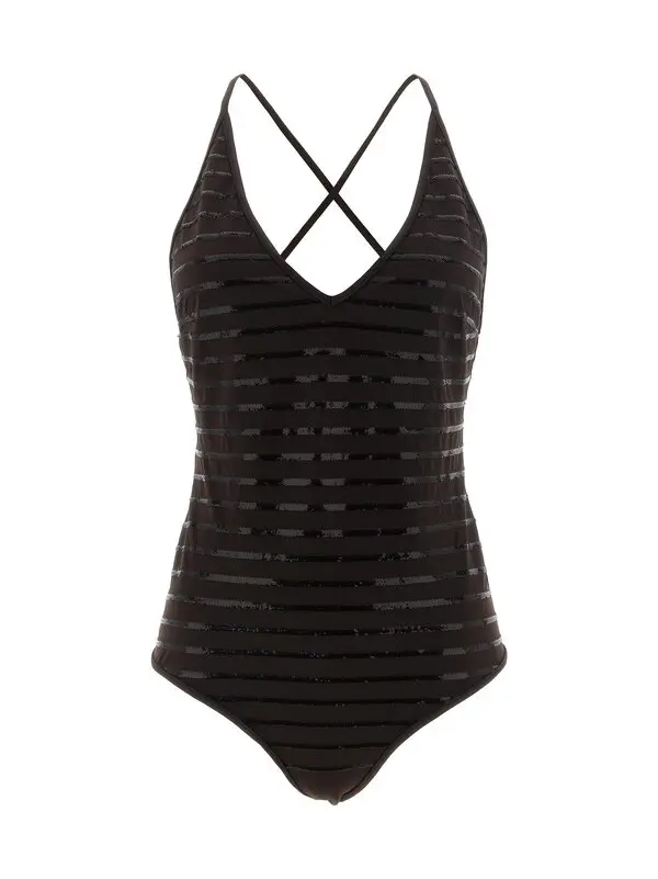 Brunello Cucinelli Dazzling Stripes' One-piece Swimsuit - Brown