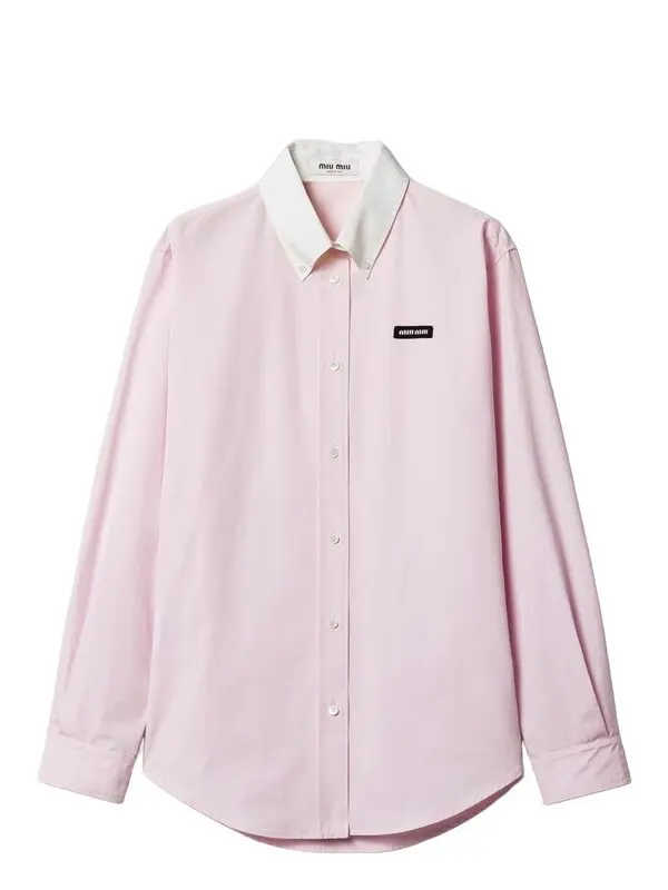 Miu Miu Cotton Shirt With Logo - Pink