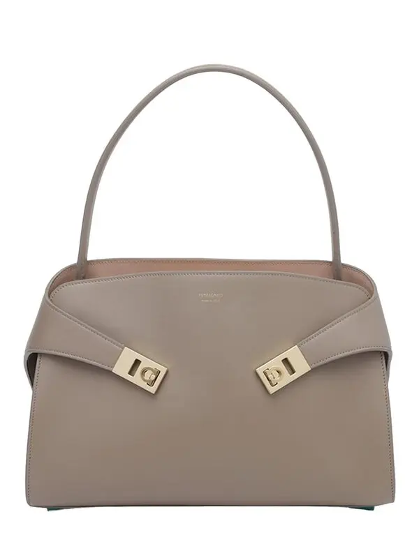 FERRAGAMO Medium Hug Soft Shoulder Bag - Cream