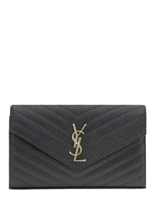 Saint Laurent Monogram Leather Shoulder Bag - Black
