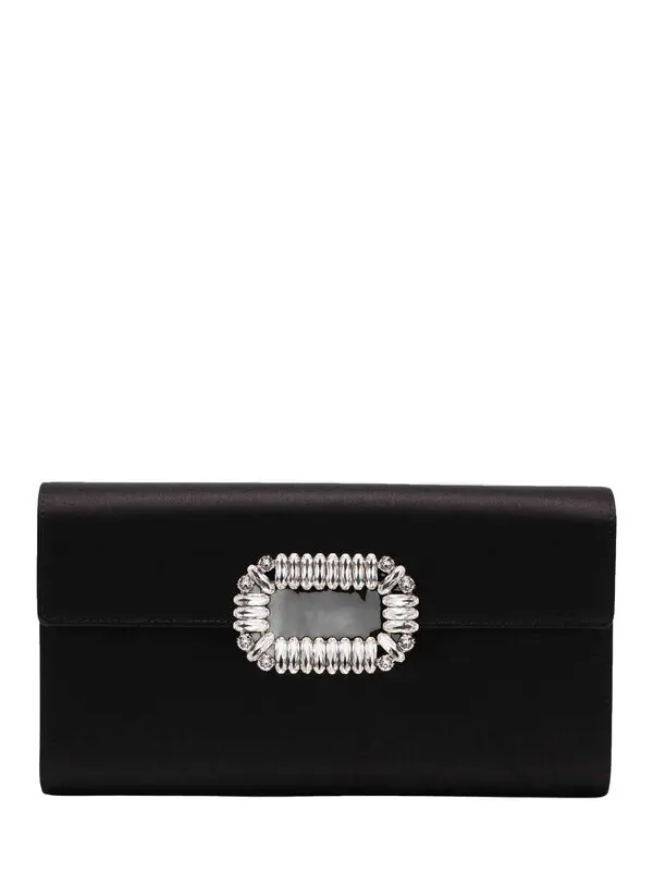 ROGER VIVIER Satin Pochette With Sexy Choc Buckle - Black