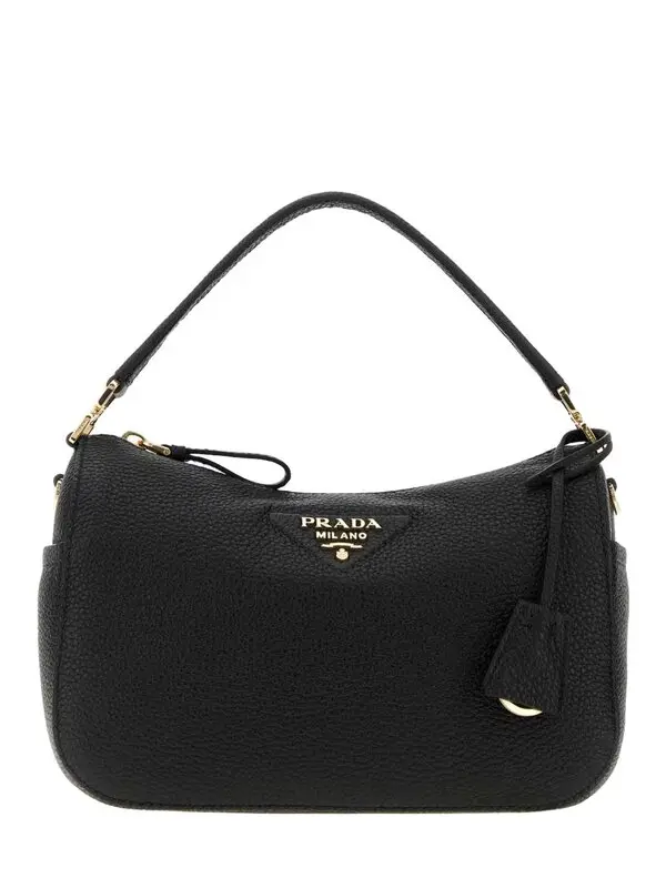 Prada Vitello Leather Handbag - Black