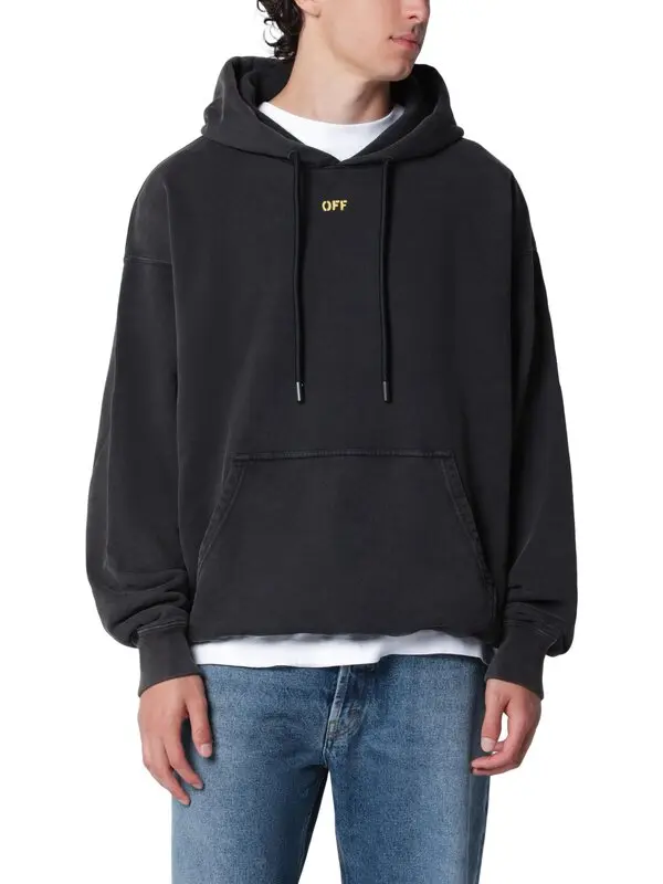 Off-White Washed Hoodie With Logo - Black