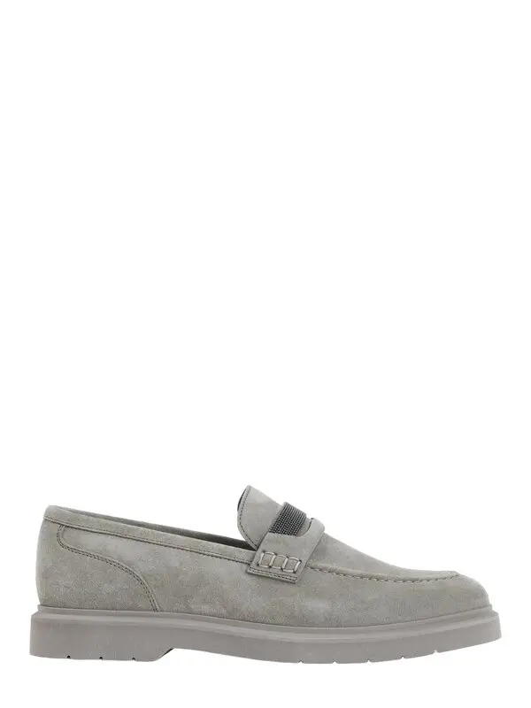 Brunello Cucinelli Leather Loafers - Gray