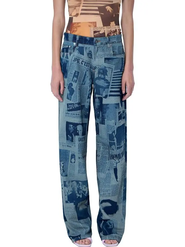 JEAN PAUL GAULTIER Newspaper Print Jeans - Blue