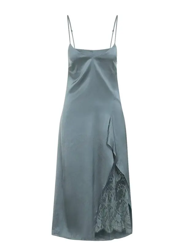 Acne Studios Viscose Satin Midi Dress - Green