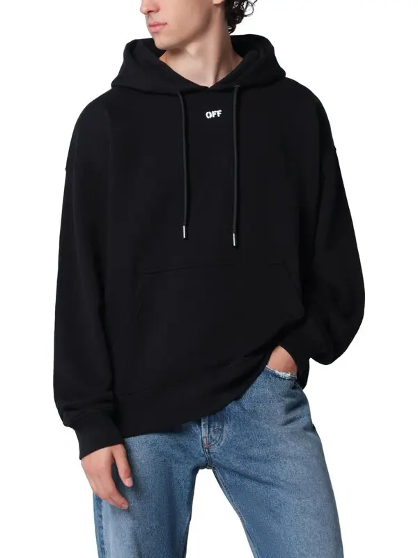 Off-White Arrow Print Cotton Hoodie - Black