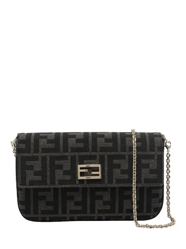 Fendi Ff Jacquard Tube Wallet On Chain - Brown