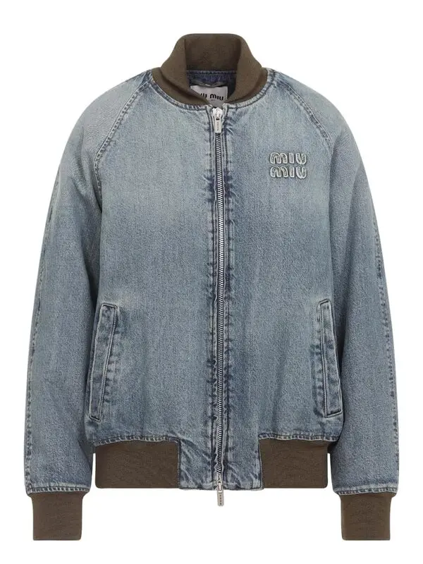 Miu Miu Cotton Denim Blouson Jacket - Blue