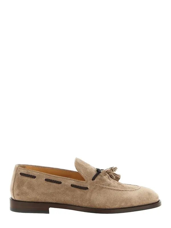 Brunello Cucinelli Suede Tassel Moccasins - Brown