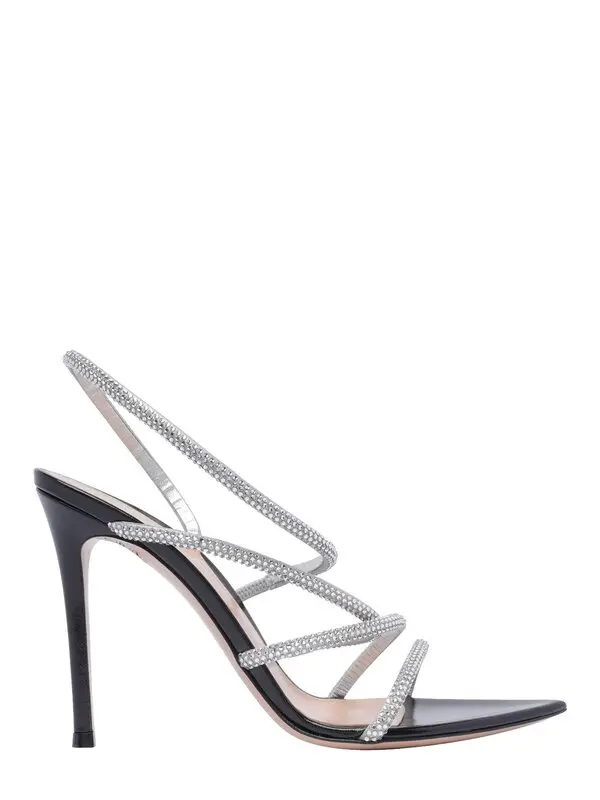GIANVITO ROSSI Crystal Ettie Pump Sandals - Silver