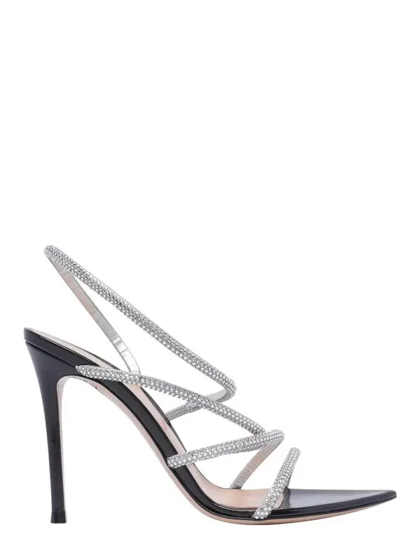 GIANVITO ROSSI Crystal Ettie Pump Sandals - Silver