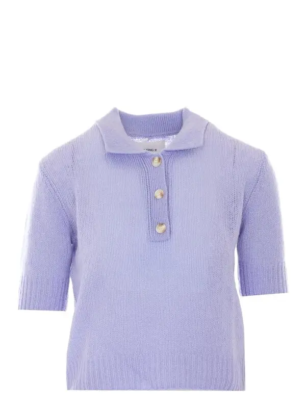 LISA YANG Masy Knitted Polo - Purple