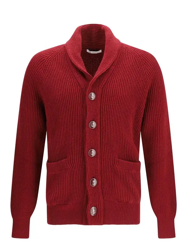 Brunello Cucinelli Ribbed Cardigan - Red