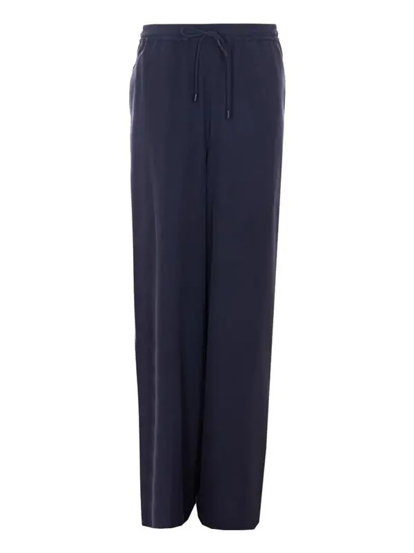Max Mara Silk Drawstring Trousers - Blue