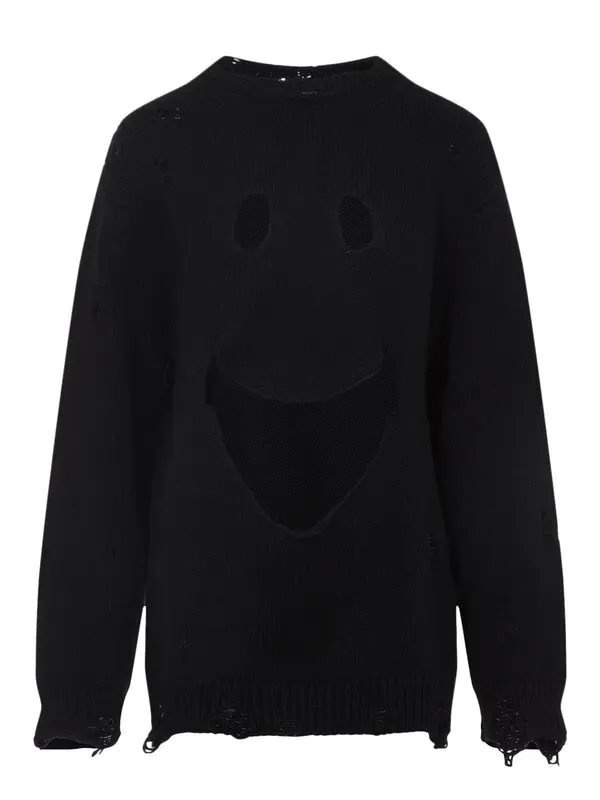 Moschino Smile Cropped Sweater - Black