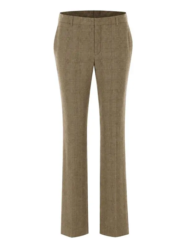 Saint Laurent Flared Houndstooth And Prince Of Wales Pants - Cream